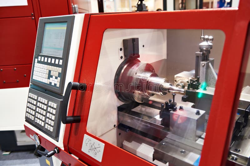 Modern lathe with CNC stock image. Image of cutter, lathe - 93209107