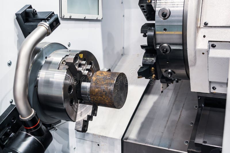 Modern Lathe Metalworking CNC Machine. Stock Photo - Image of ...