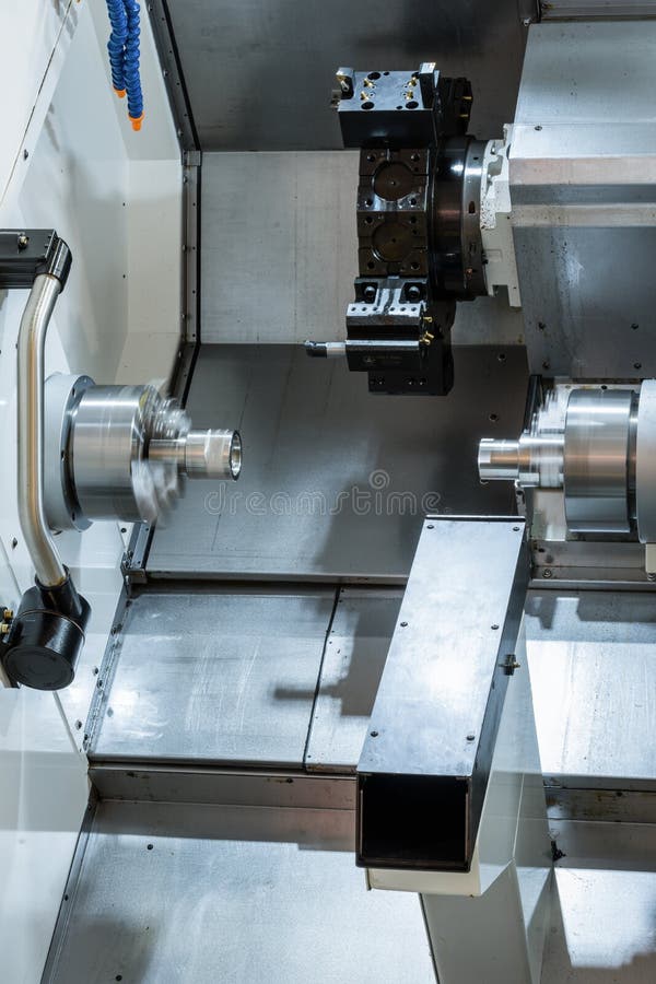 Modern Lathe Metalworking CNC Machine. Stock Image - Image of milling ...