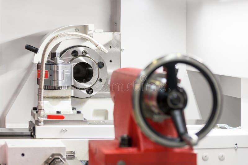 The Tailstock Of A Modern CNC Lathe. Stock Photo - Image of lathe ...