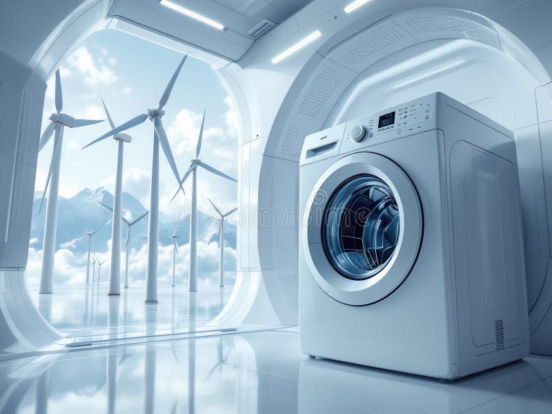Modern Laundry Room with Energy-efficient Washing Machine Design Stock ...