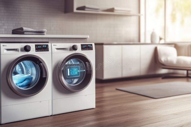 Modern Laundry Room Featuring Advanced Washing Machine and Dryer for ...