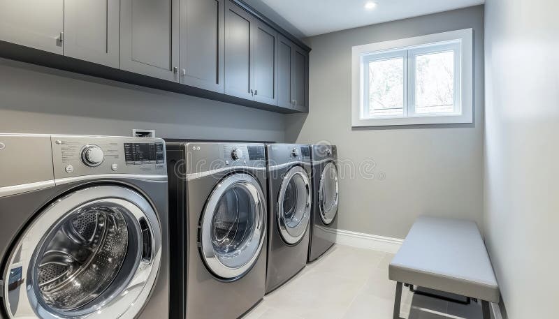 Modern Laundry Room Washing Machines Bench Stock Photos - Free ...
