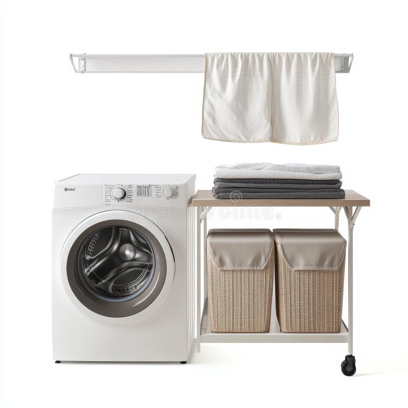 Clean Laundry Setup: Modern Washing Machine with Detergents, Fresh ...