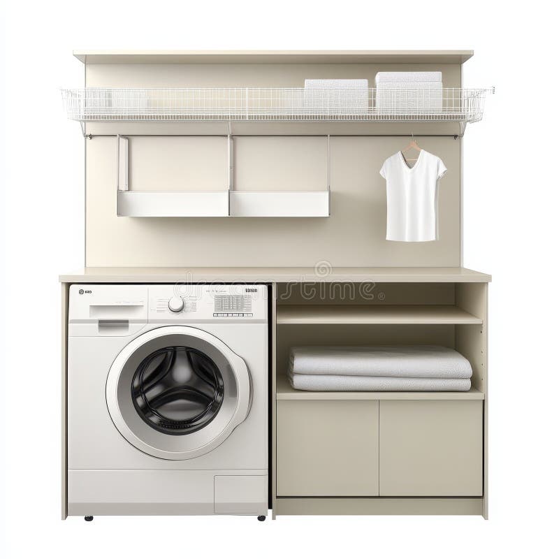 Clean Laundry Setup: Modern Washing Machine with Detergents, Fresh ...