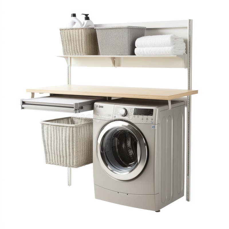 Clean Laundry Setup: Modern Washing Machine with Detergents, Fresh ...