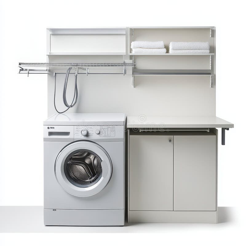 Clean Laundry Setup: Modern Washing Machine with Detergents, Fresh ...
