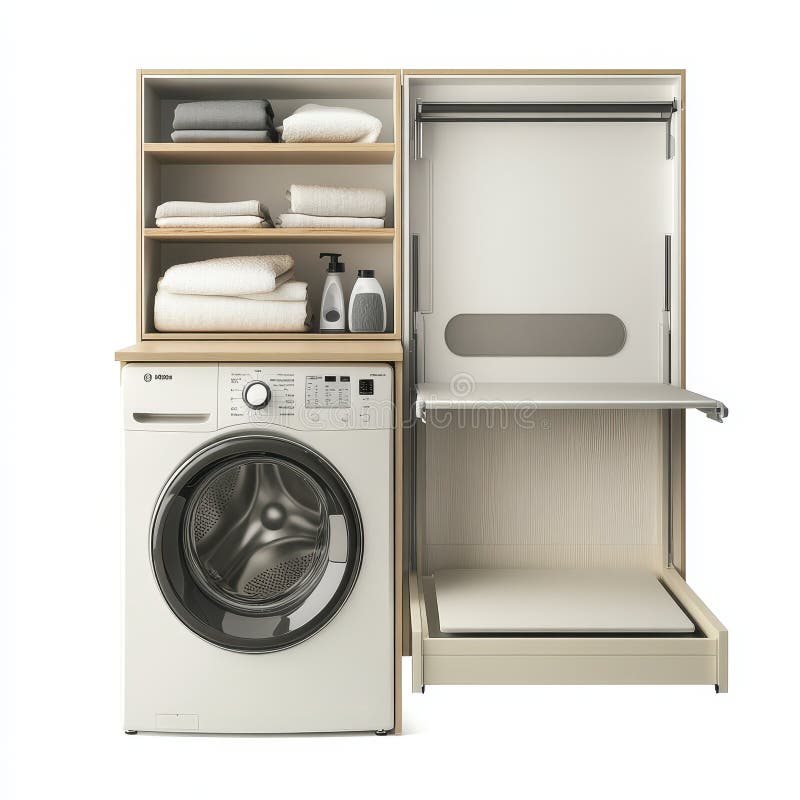 Clean Laundry Setup: Modern Washing Machine with Detergents, Fresh ...