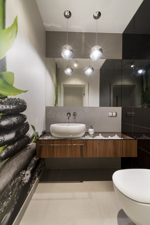 Modern Lavatory Interior Design Architecture Stock Photo - Image of ...