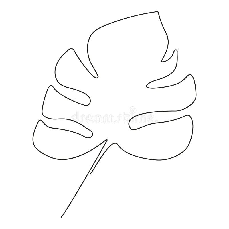 Modern Leaf Image in Minimalism. Vector Illustration in Line Art Style ...