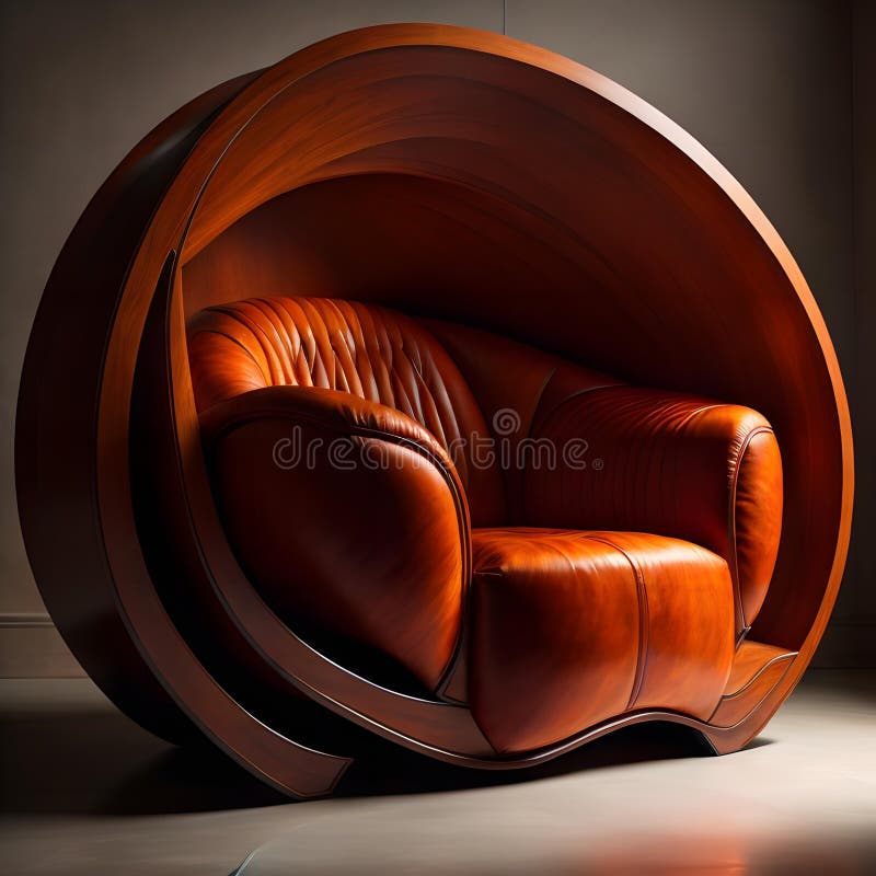 Modern Leather Armchair in the Living Room, Generative Ai Stock ...