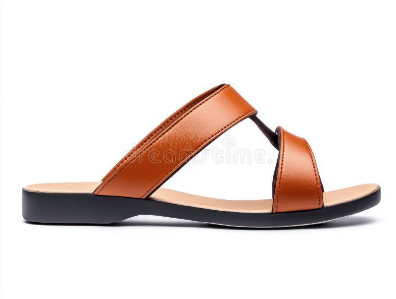 Modern Leather Sandals on White Background. Generative Ai Stock ...