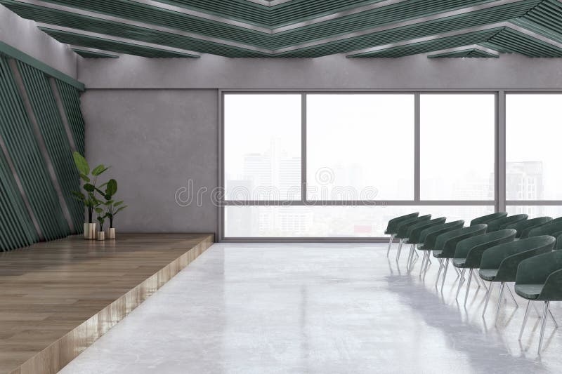 Modern Lecture Hall Interior with Window and City View. Modern Company ...