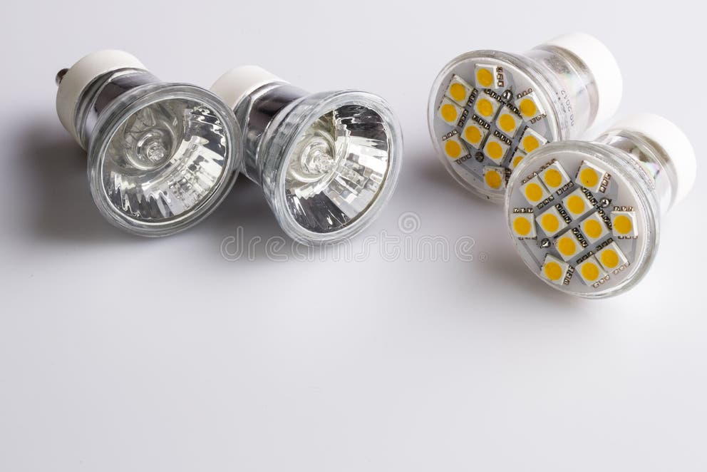 Modern LED Bulbs with Classic Old Bulbs Stock Photo - Image of ...