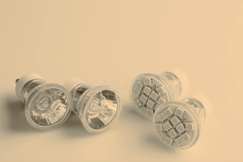 Modern LED Bulbs with Classic Old Bulbs Stock Image - Image of ...