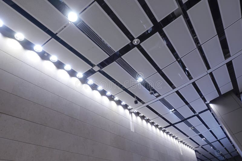 Ceiling Lights on Commercial Building Stock Image - Image of show ...