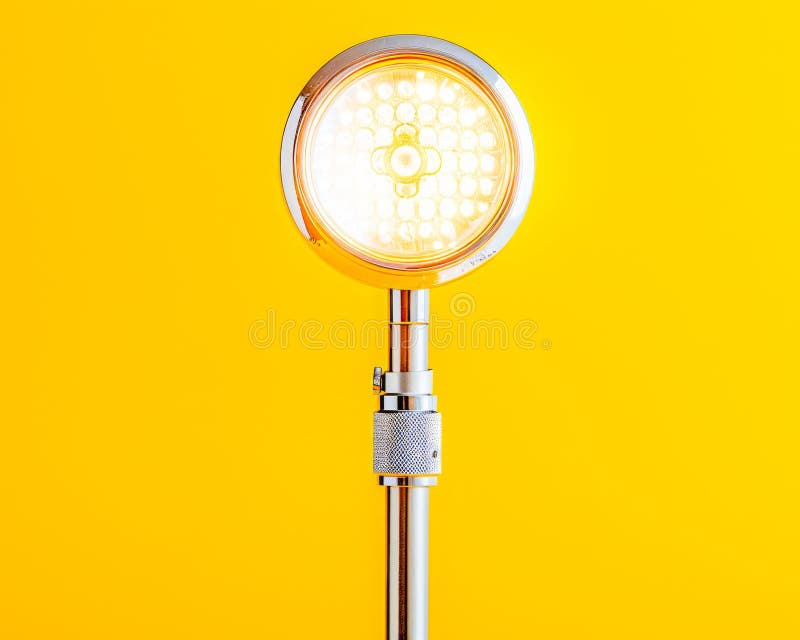 Modern LED Construction Lamp Isolated on Bright Yellow Background with ...