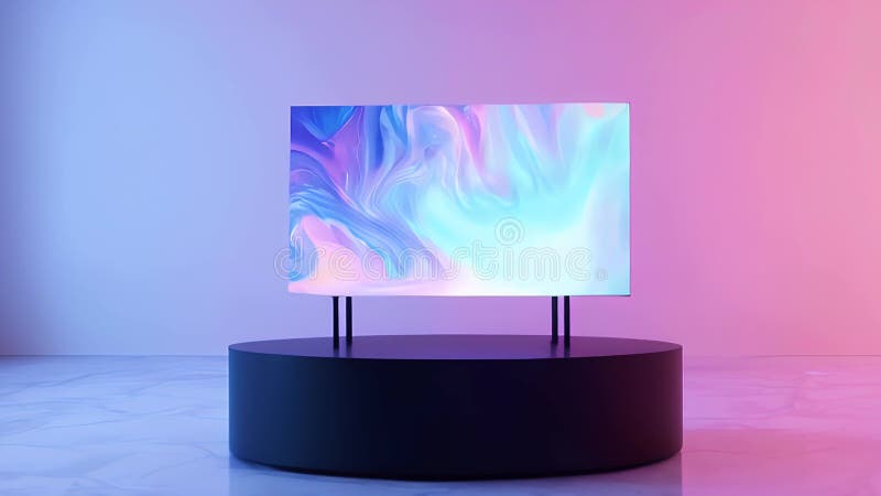 Modern LED Screen Displaying Vibrant Abstract Design on Sleek Black ...