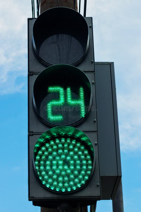 Modern LED Traffic Light with Green Resolution Stock Image - Image of ...