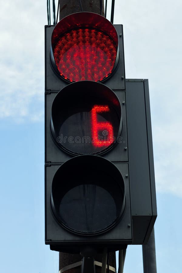 Modern LED Traffic Light with Prohibitory Signal Stock Image - Image of ...