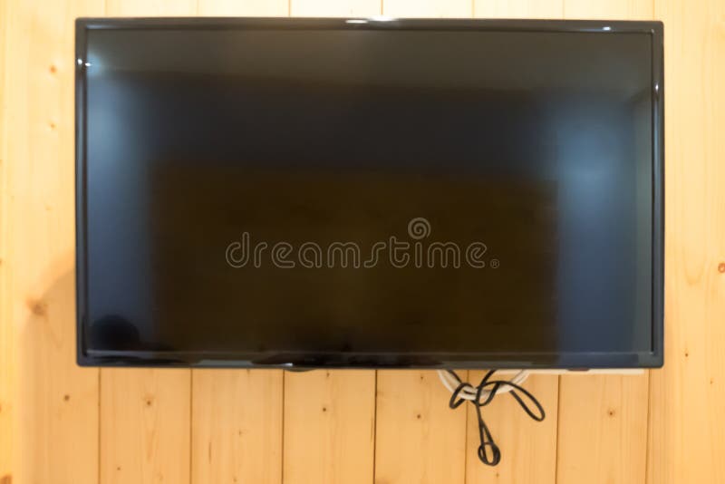 Modern LED TV Hanging on the Wall Stock Photo - Image of interior ...