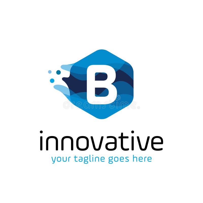 Modern Letter B Technology Logo Design Vector with Hexagon and Blue ...