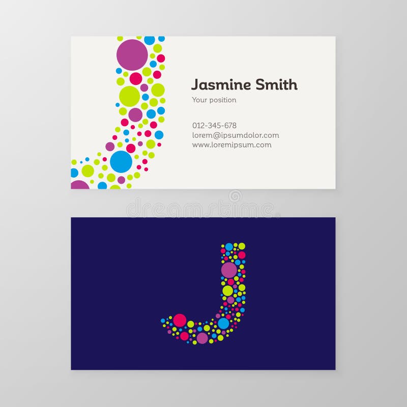 Modern Letter J Circle Business Card Template Stock Vector ...