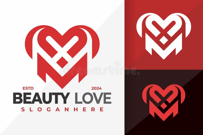 Modern Letter M Heart Logo Design Vector Symbol Icon Illustration Stock ...