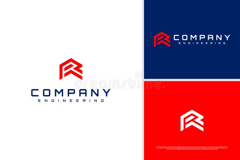 Modern Letter R Construction Tech Logo Vector Design Stock Illustration ...