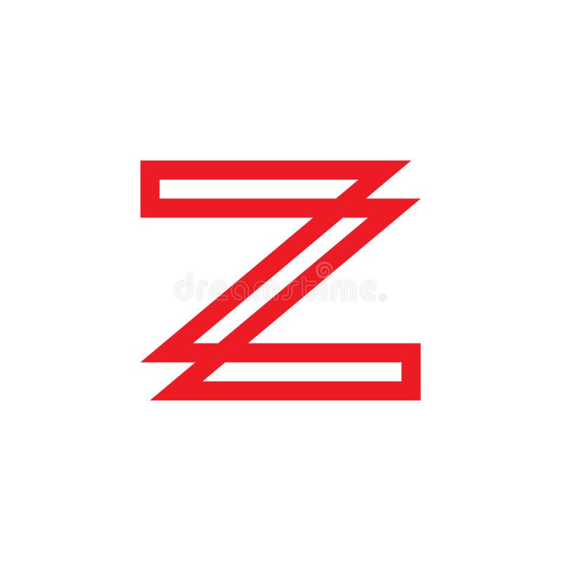 Red Linear Letter Z Logo with Double Outline Style Stock Vector ...