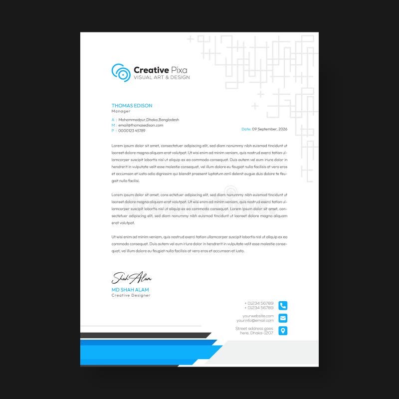 Modern Letterhead Design Template with Blue Color. Creative Modern ...