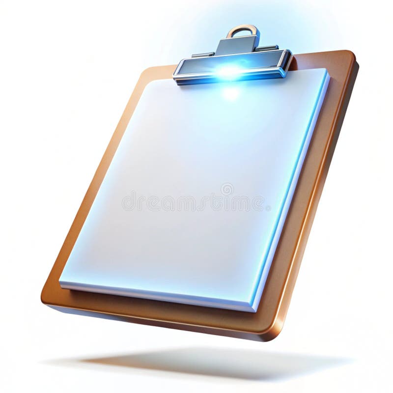 Levitating Floating Clipboard with Glowing Edges Stock Illustration ...