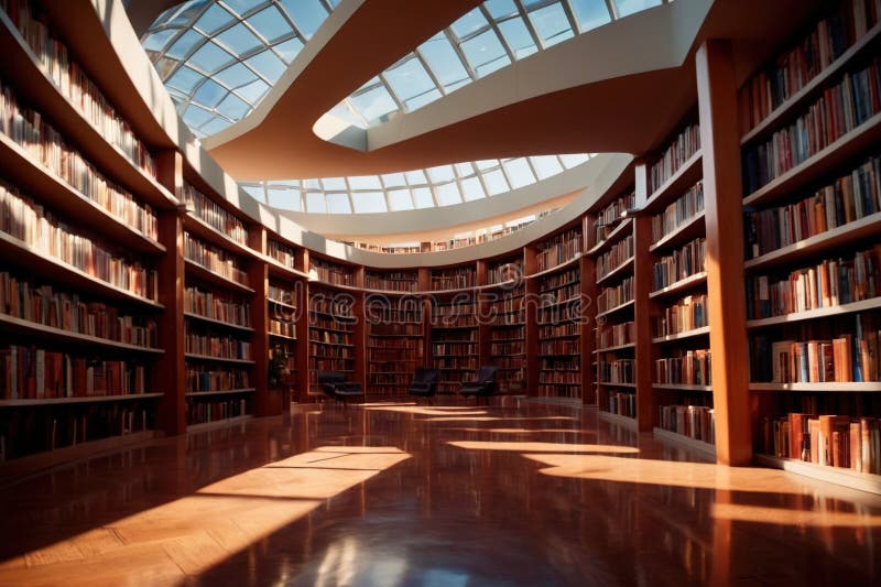 Modern Archive, Bookshelves, Storage, Data, Night, Research, Knowledge, Digital, Futuristic ...