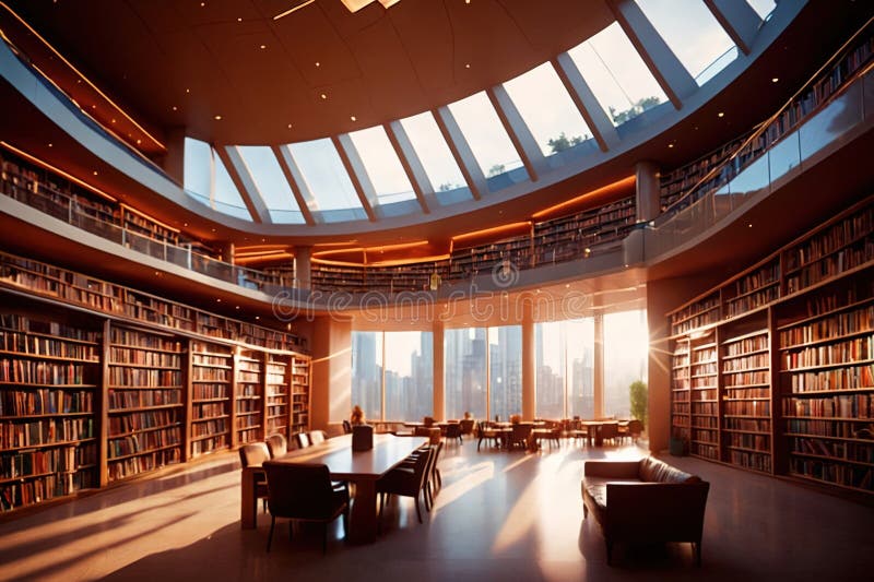 Modern library, book archive for education and storage of books and knowledge vector illustration