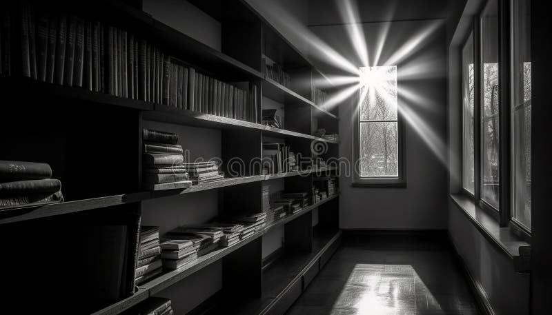 Modern Library Bookshelf Collection in a Bright Office Generated by AI ...