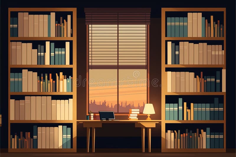 Modern Library with Bookshelf Generative Ai Illustration. Librarians ...