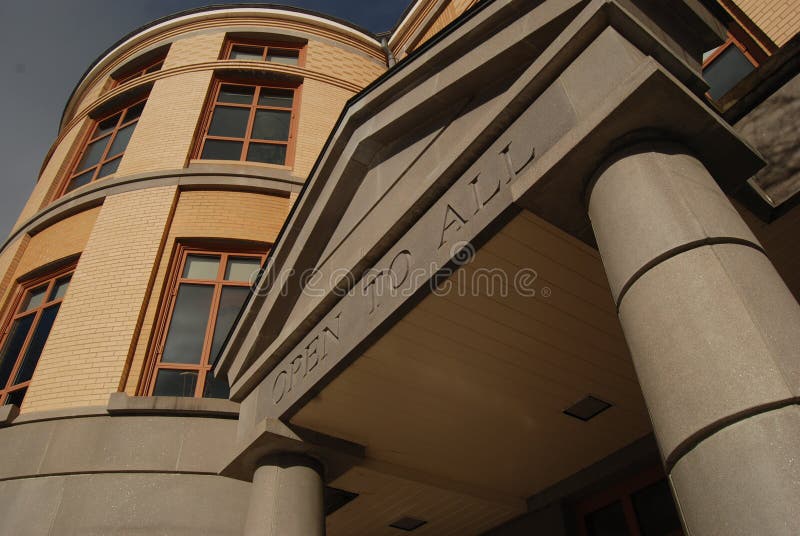 Modern Library Building Entryway Shows Access is `Open To All` Stock ...