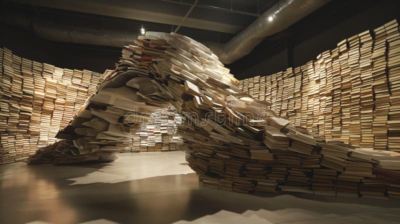 Modern Library with Creative Book Sculptures Stock Image - Image of ...