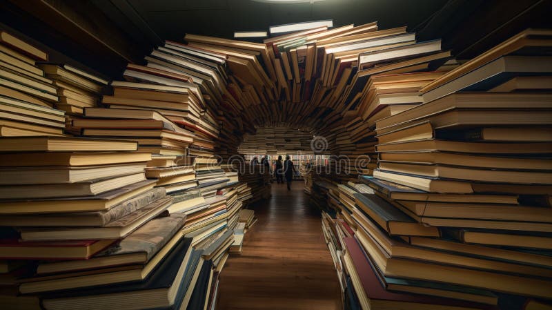 Modern Library with Creative Book Sculptures Stock Image - Image of ...