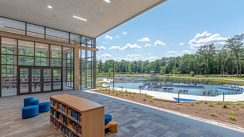 Modern Library Design Showcasing Open Space with Natural Light and ...