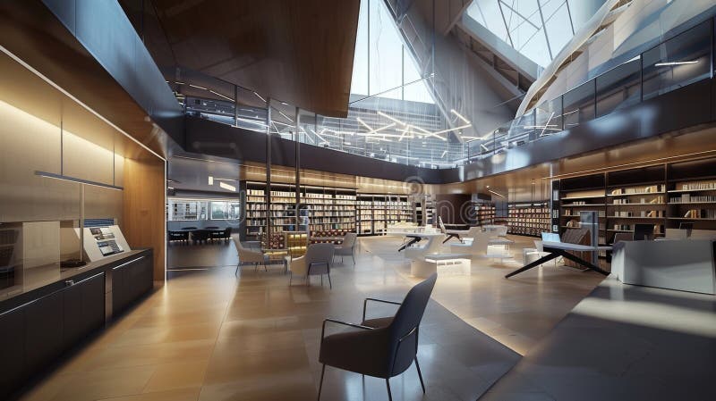 A Modern Library Featuring Digital Catalogs and Innovative Design ...