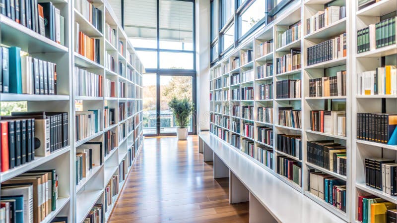 Modern Library with Floor-to-ceiling Windows, Bright Reading Space ...