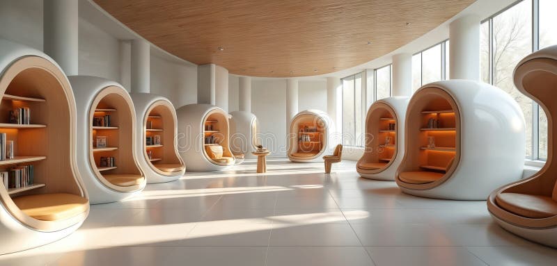 Modern Library with Interactive Pods, VR Learning Spaces. Innovative Design for Education ...