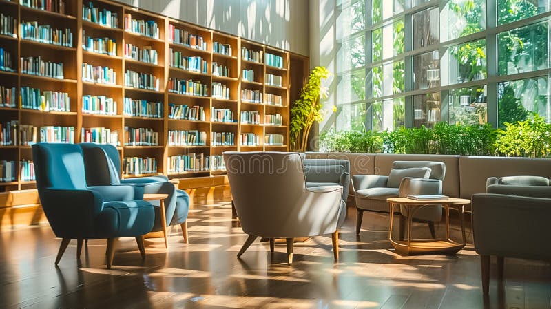 Modern Library Interior a Modern Library Interior Stock Illustration ...
