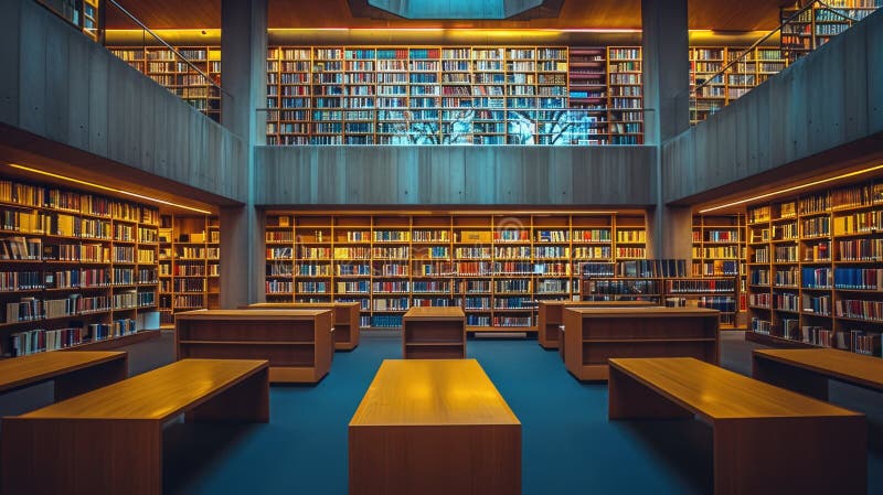 Contemporary Public Library Interior. Resplendent. Stock Photo - Image ...