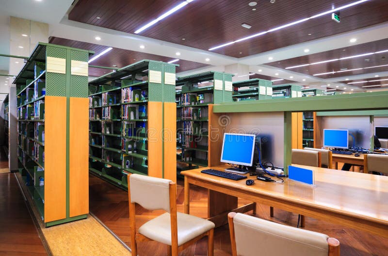 Modern library interior stock image. Image of chair, page - 32267467
