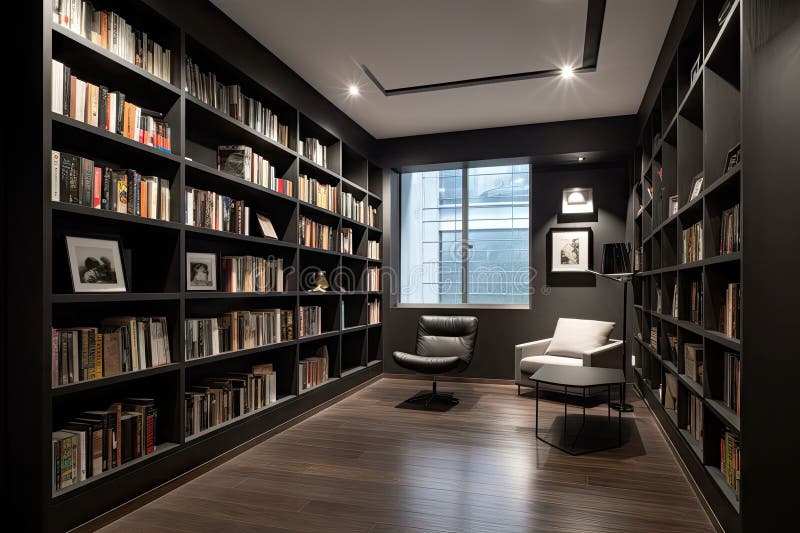 Modern Library with Sleek Furniture and Minimalist Design, Offering a ...