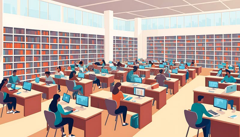 Modern Library with Sleek Furniture and Minimalist Design, Offering a ...