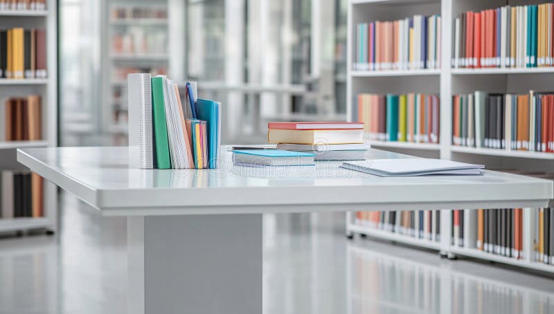 Modern Library Study Table Bookshelf Books Education High Quality Image ...