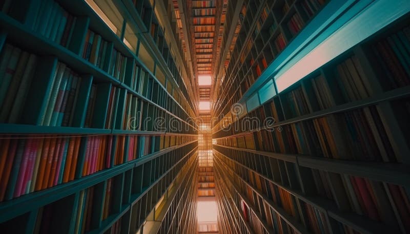 A Modern Library with a Vast Collection Generated by AI Stock Illustration - Illustration of ...